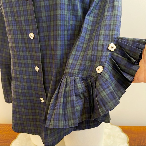 Fine Garments by Bell | Tops | Fine Garments By Bell Blue Green Tartan Plaid 34 Bell Sleeve ...